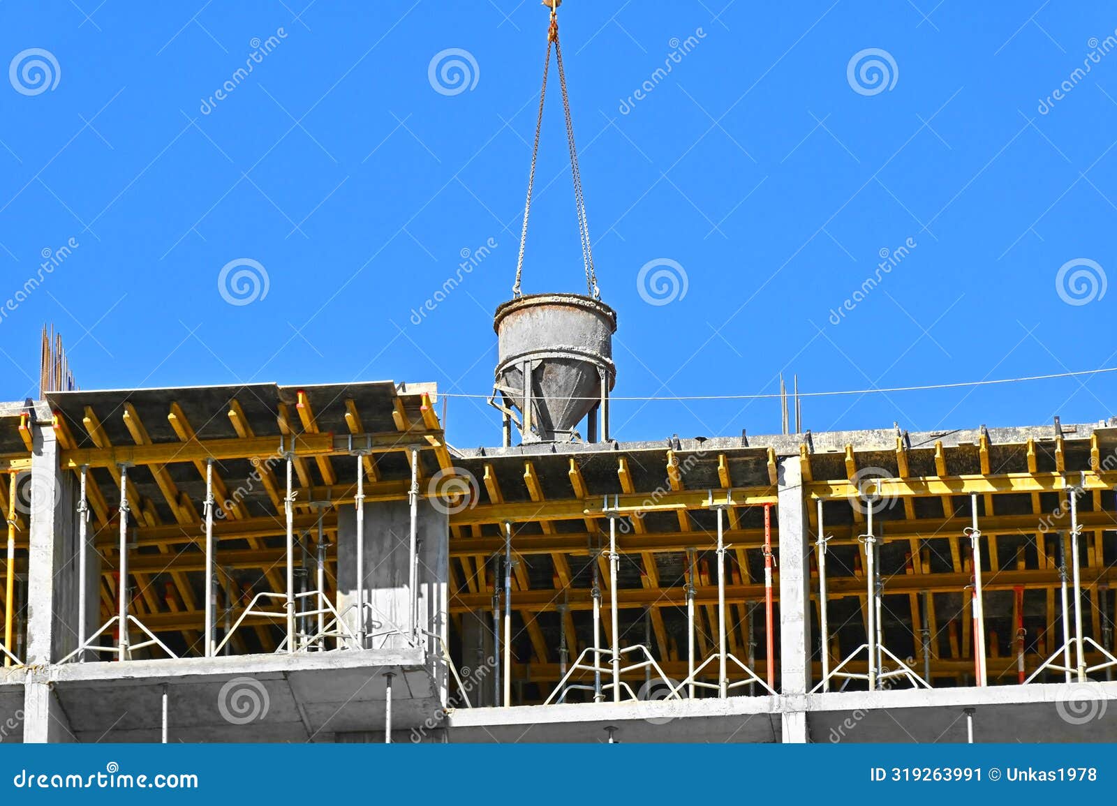 Crane Lifting Cone Tank for Concrete Stock Image - Image of tower, high ...