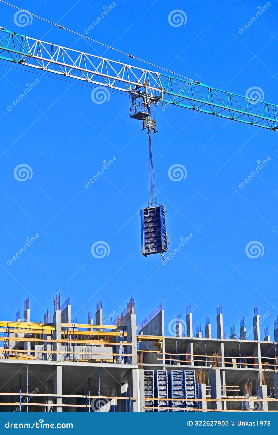 Crane lifting formwork stock image. Image of home, realestate - 322627905