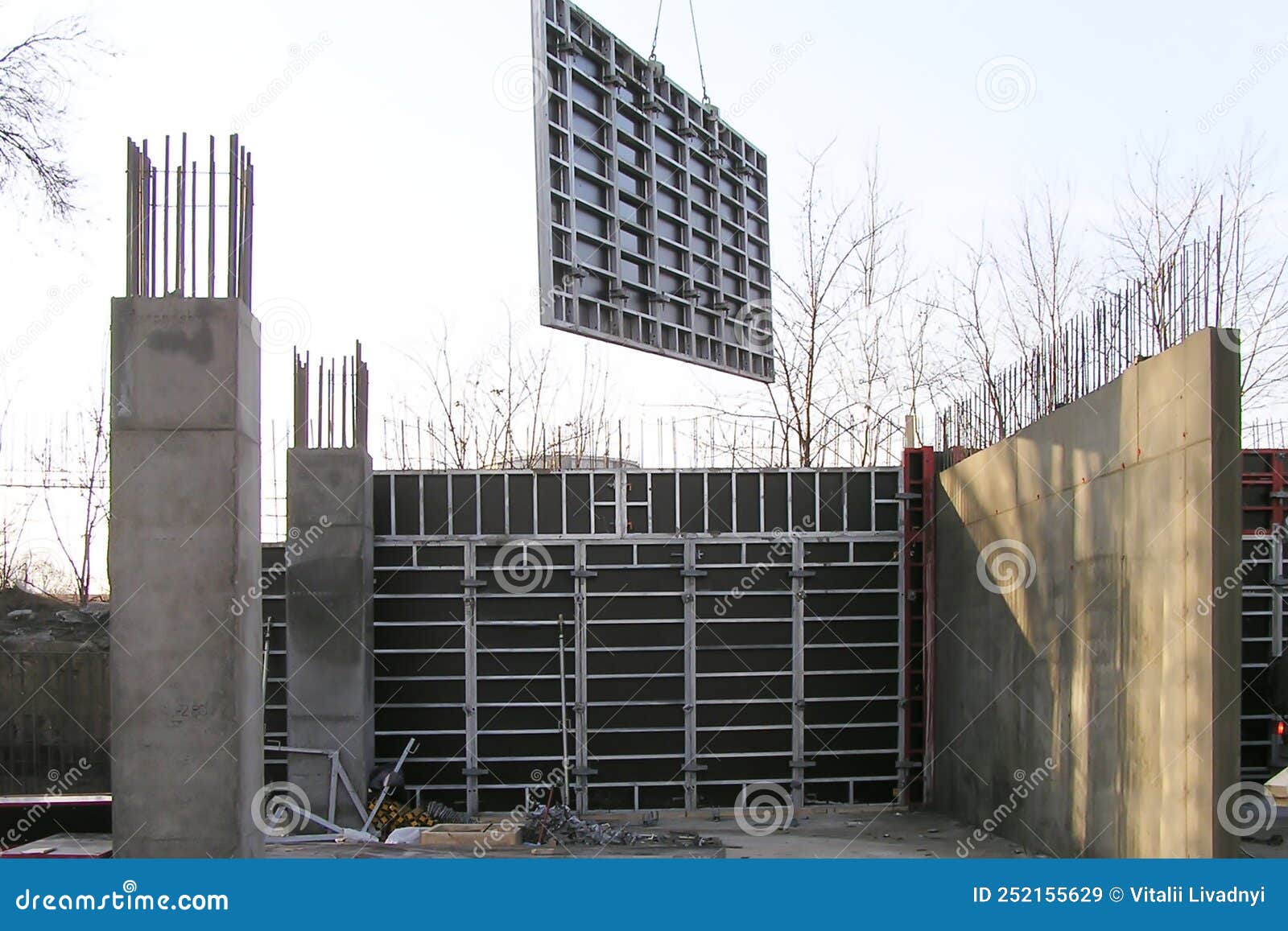 Crane Lifting Formwork stock image. Image of strong - 252155629
