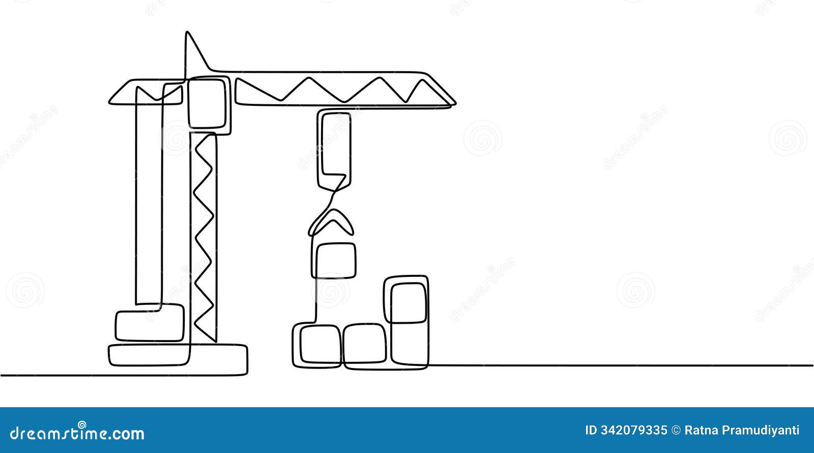 Crane Lifting Heavy Loads Continuous Line Drawing Industrial Minimalist ...