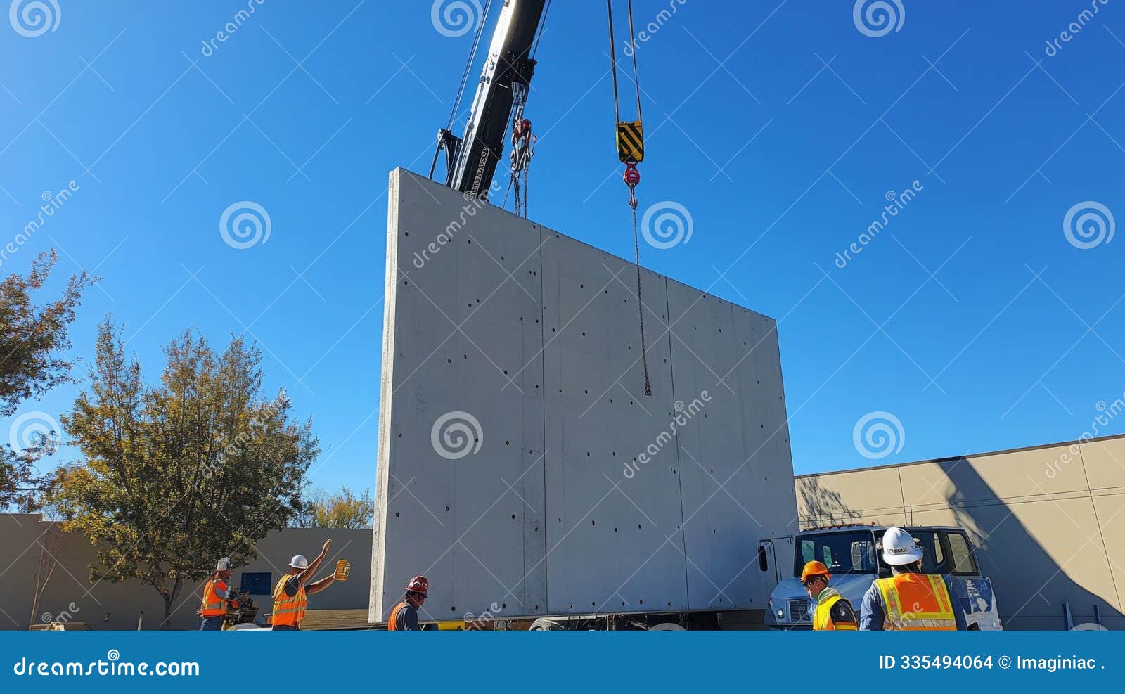 Crane Lifting a Large Concrete Wall Panel Stock Illustration ...
