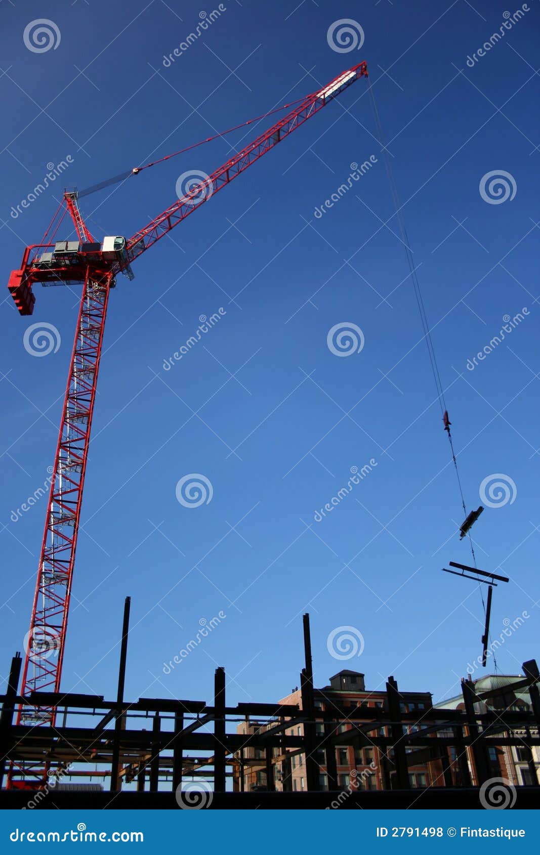 Crane Lifting Steel Girders Stock Photo - Image of lifting, raising ...