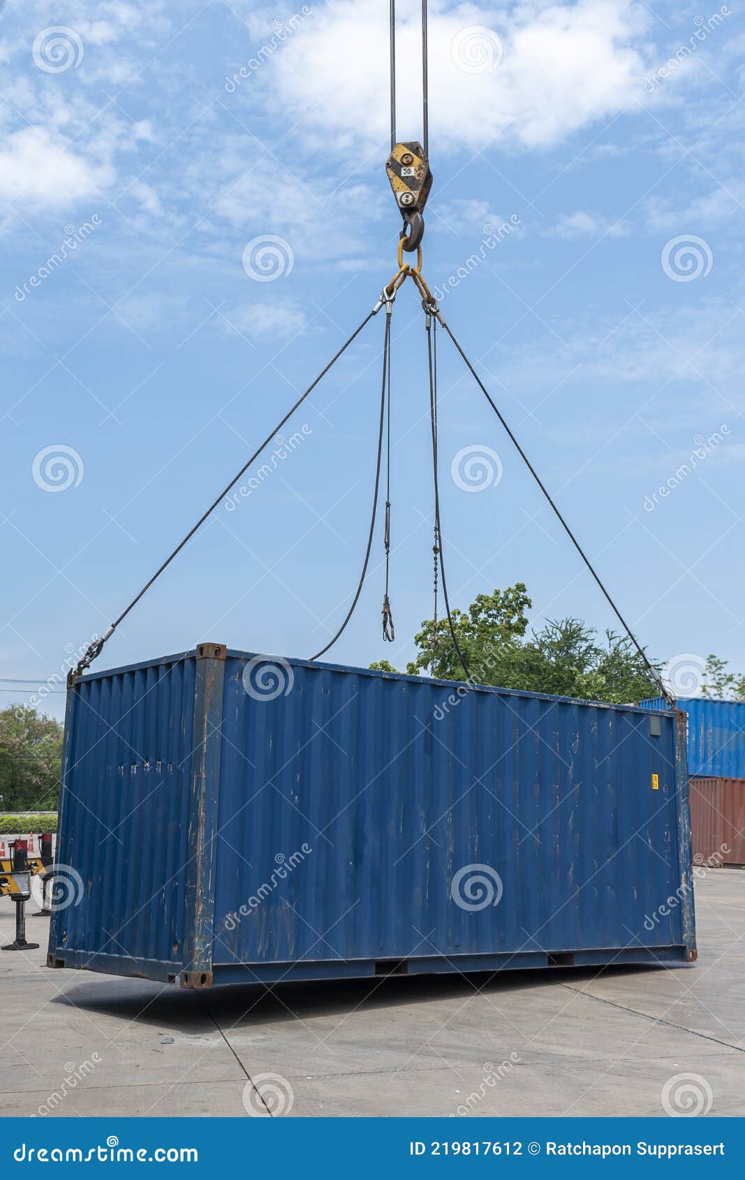 Crane Lifting Up Container Loading Stock Photo - Image of lift, large ...