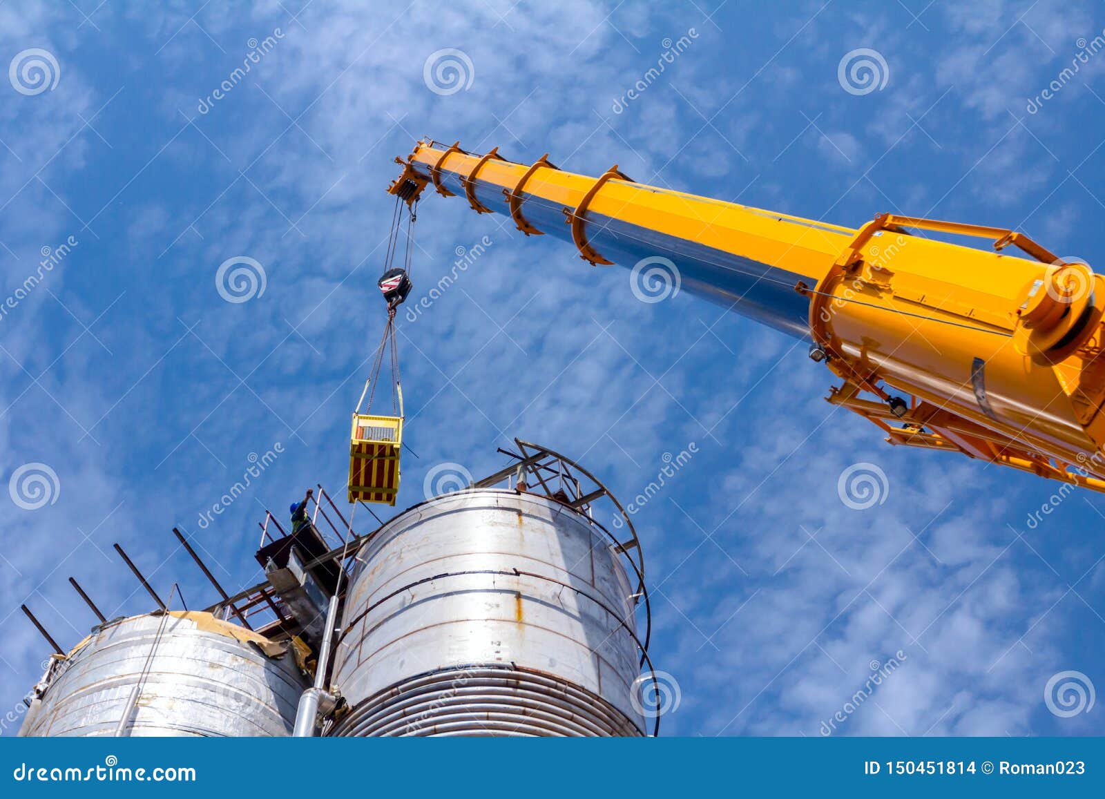 Crane is Lifting Work Basket Stock Photo - Image of carry, industrial ...