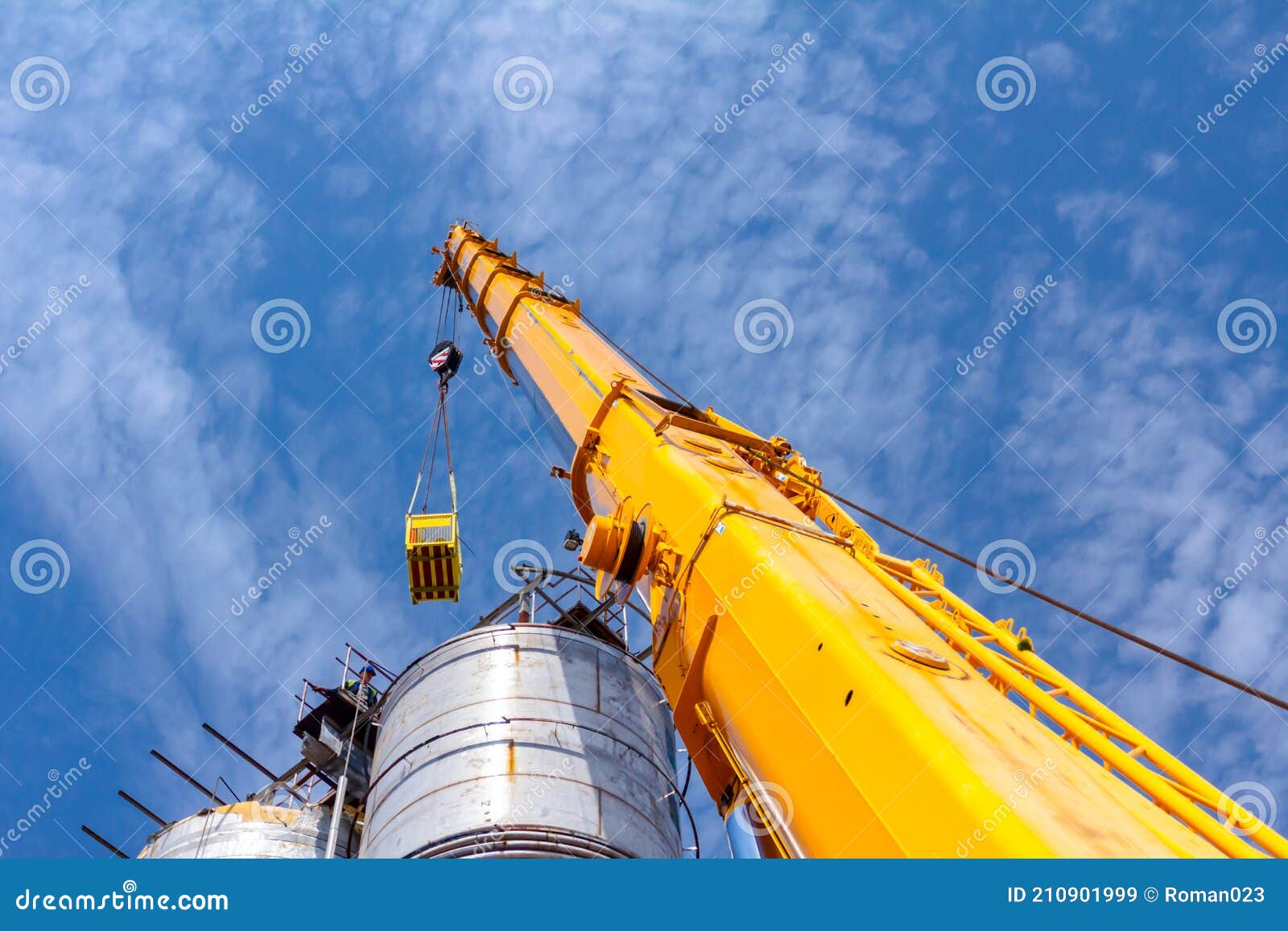 Crane is Lifting Work Basket Stock Image - Image of lifter, load: 210901999