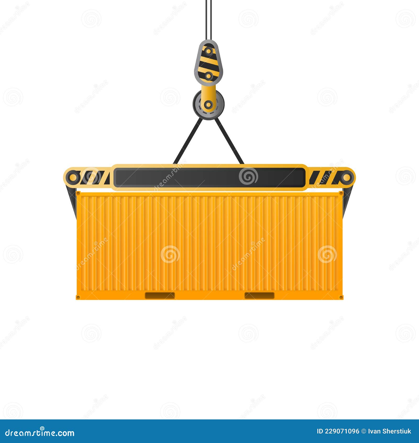A Crane Lifts a Cargo Container. Crane Close Up. Isolated. Vector ...