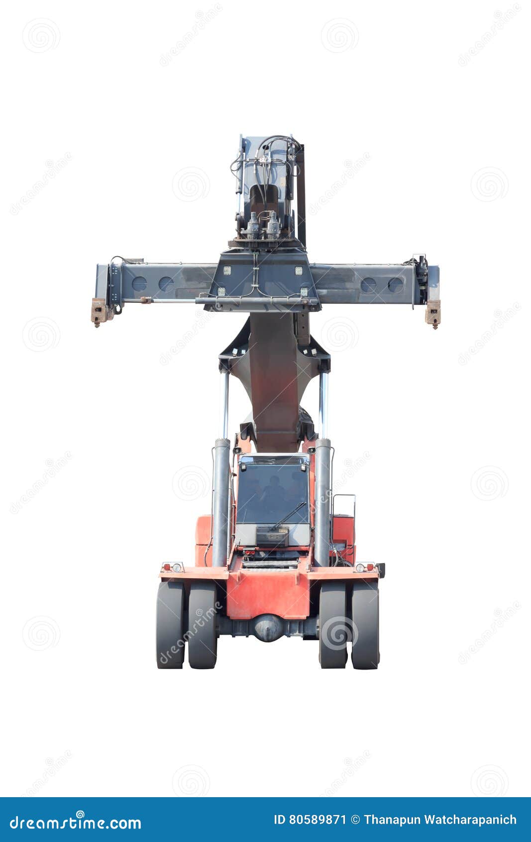 Crane Lifts Container Isolated on White Background with Clipping Stock ...