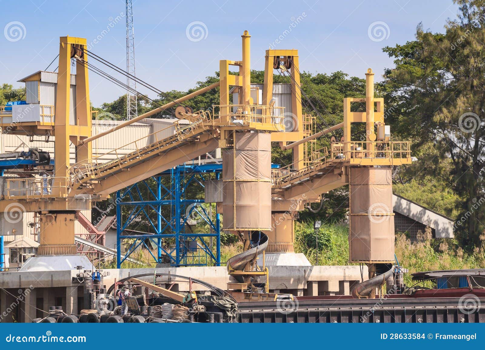Crane Load Goods into Containner Ship Stock Photo - Image of spout ...