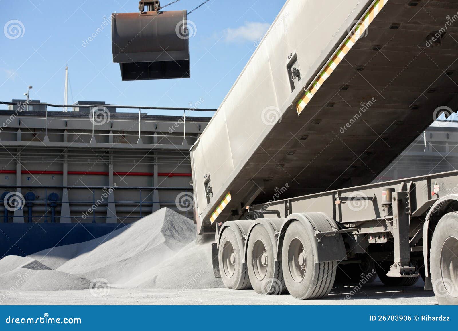 Loading Cargo Of Cement Clinker In Bulk Carrier Vessel By Ships Cranes ...