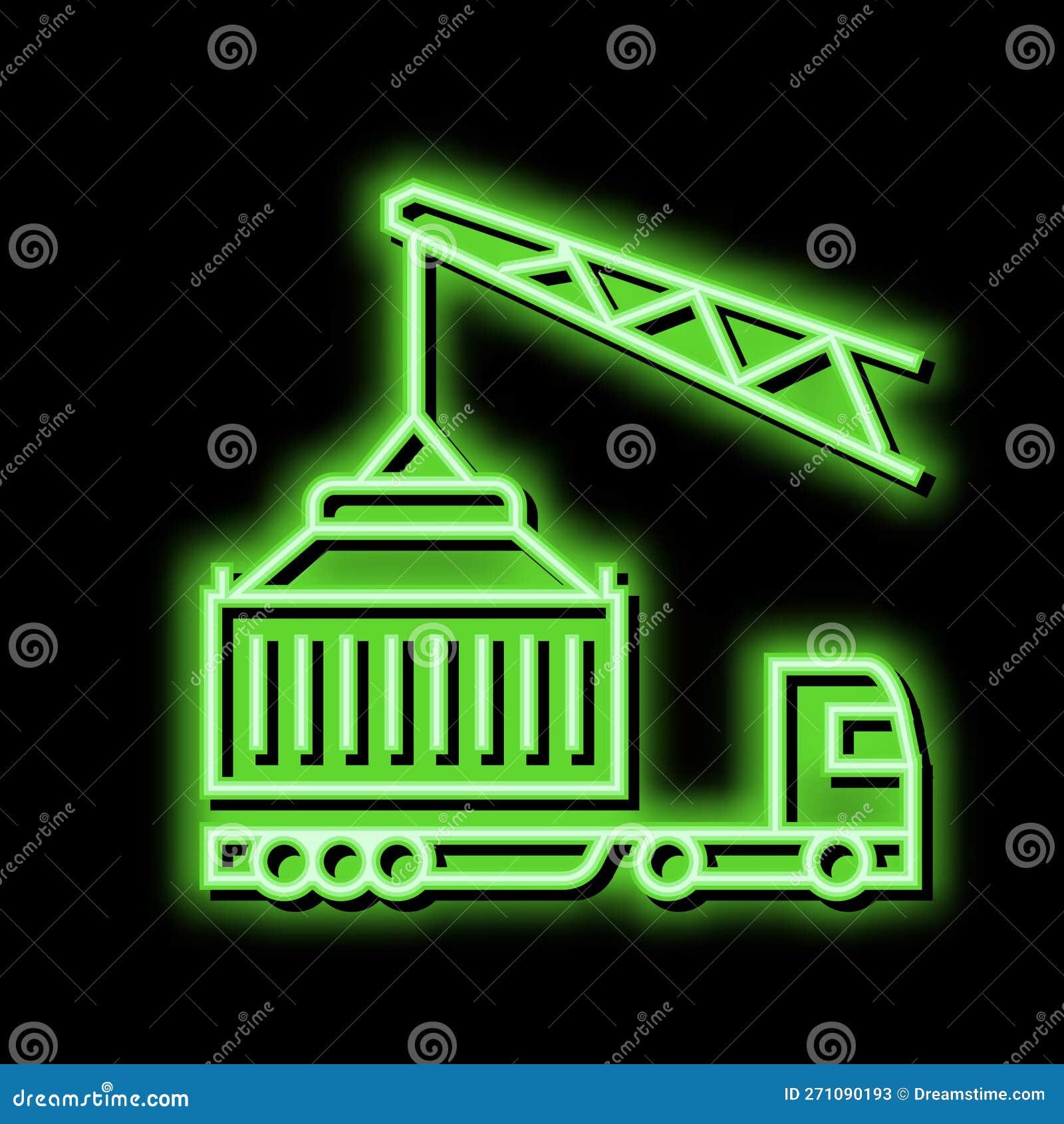 Crane Loading Container on Truck in Port Neon Glow Icon Illustration ...