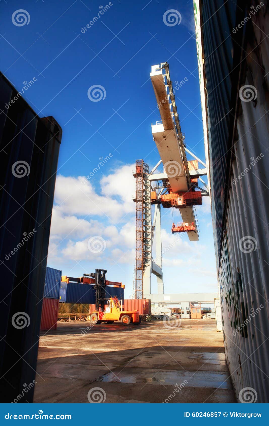 Crane Loading Containers in the Port Stock Image - Image of blue, city ...