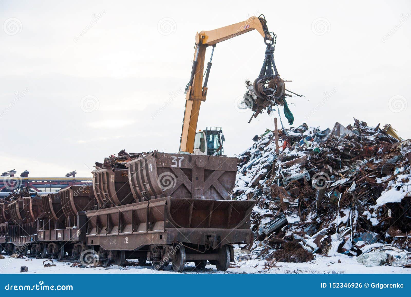 Crane-loading Scrap in a Train Stock Photo - Image of collection ...