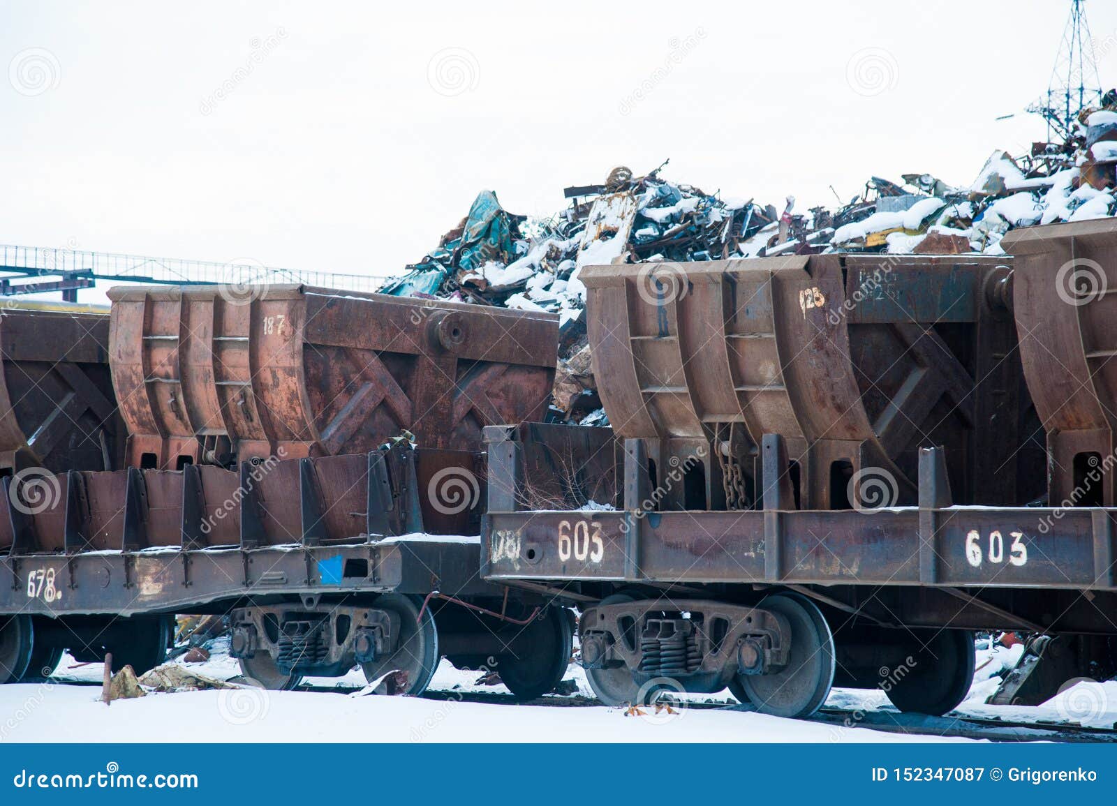 Crane-loading Scrap in a Train Stock Image - Image of materials ...