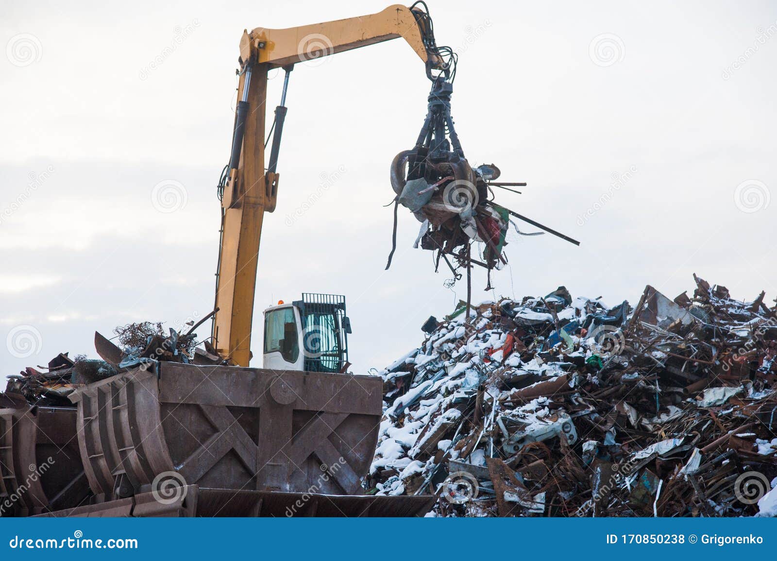 Crane-loading Scrap in a Train Stock Photo - Image of material ...