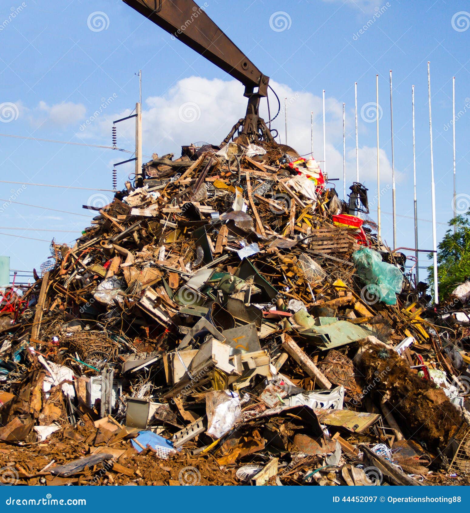 Crane-Loading Scrap in a Truck Stock Image - Image of material ...
