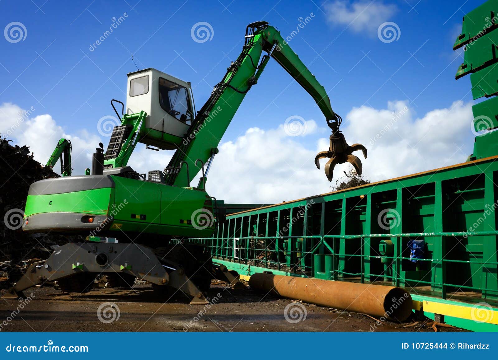Crane Loading a Ship with Recycling Steel Stock Photo - Image of dirty ...