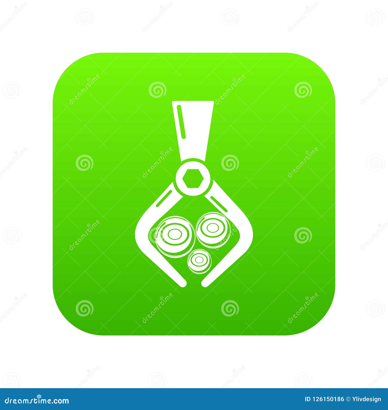Crane with Log Icon Green Vector Stock Vector - Illustration of simple ...