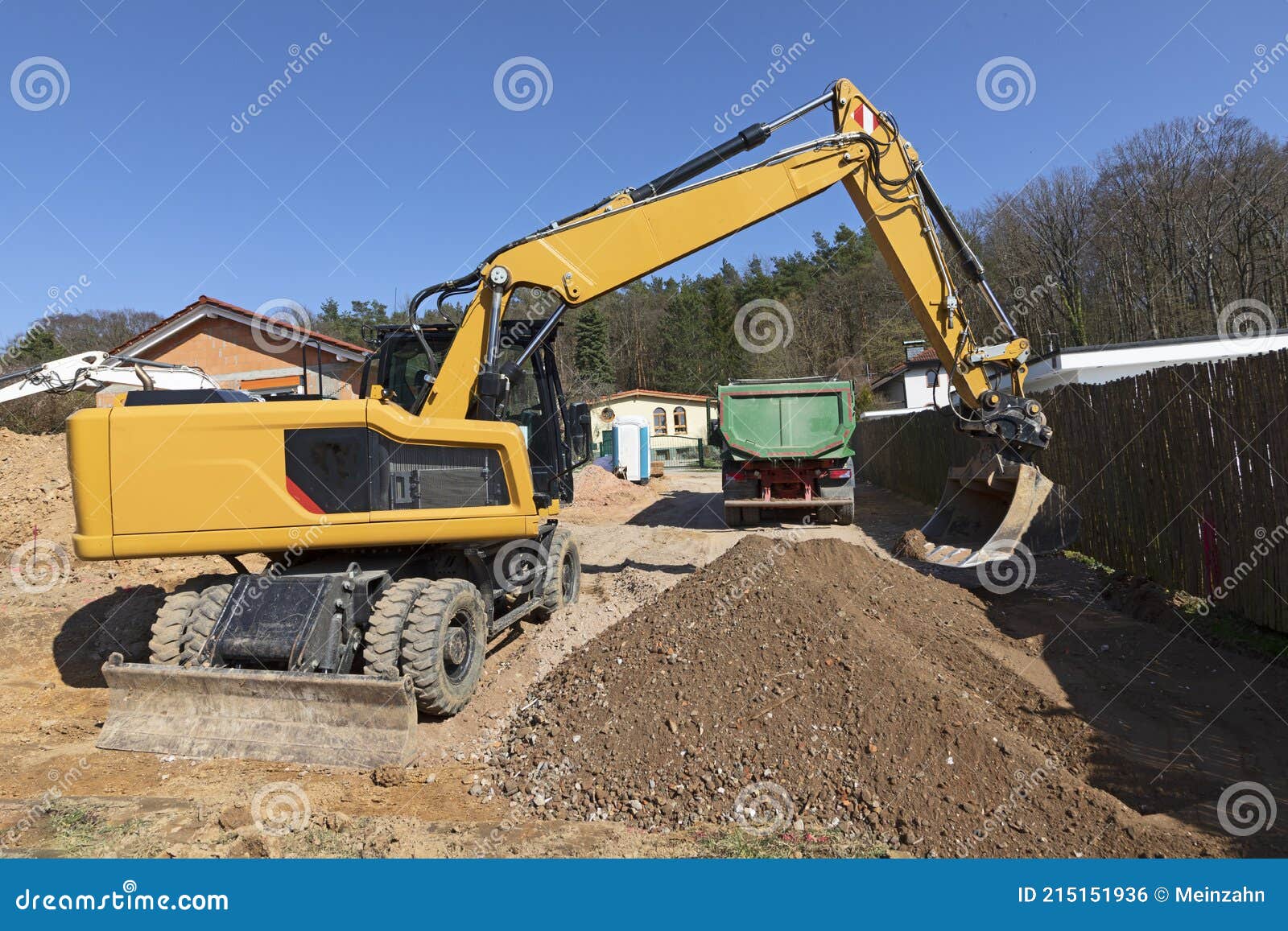 Crane and Lorry at a Construction Side Stock Photo - Image of cement ...