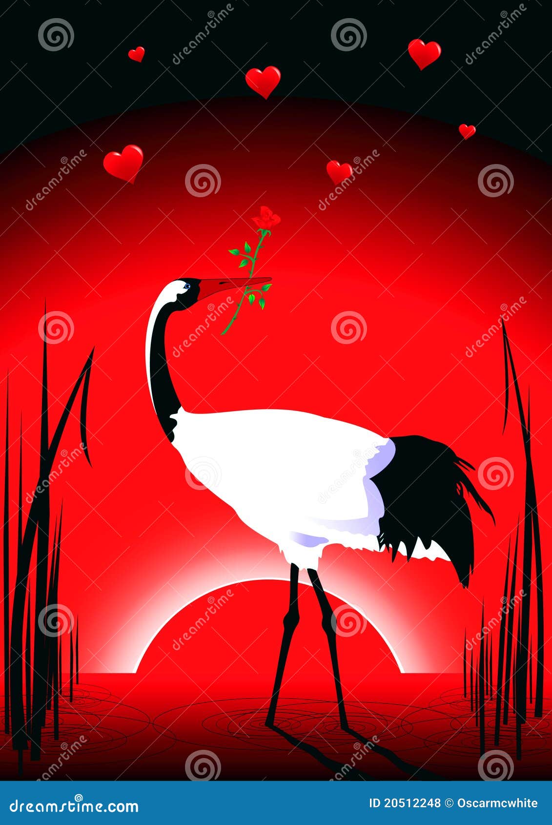 Crane in love stock vector. Illustration of postcard - 20512248