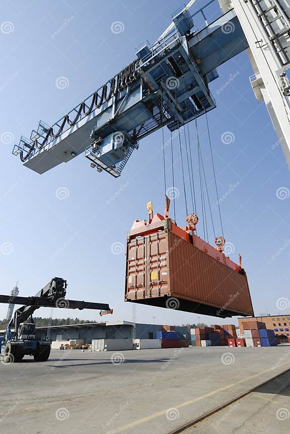 Crane lowering container stock image. Image of lifting - 2511247