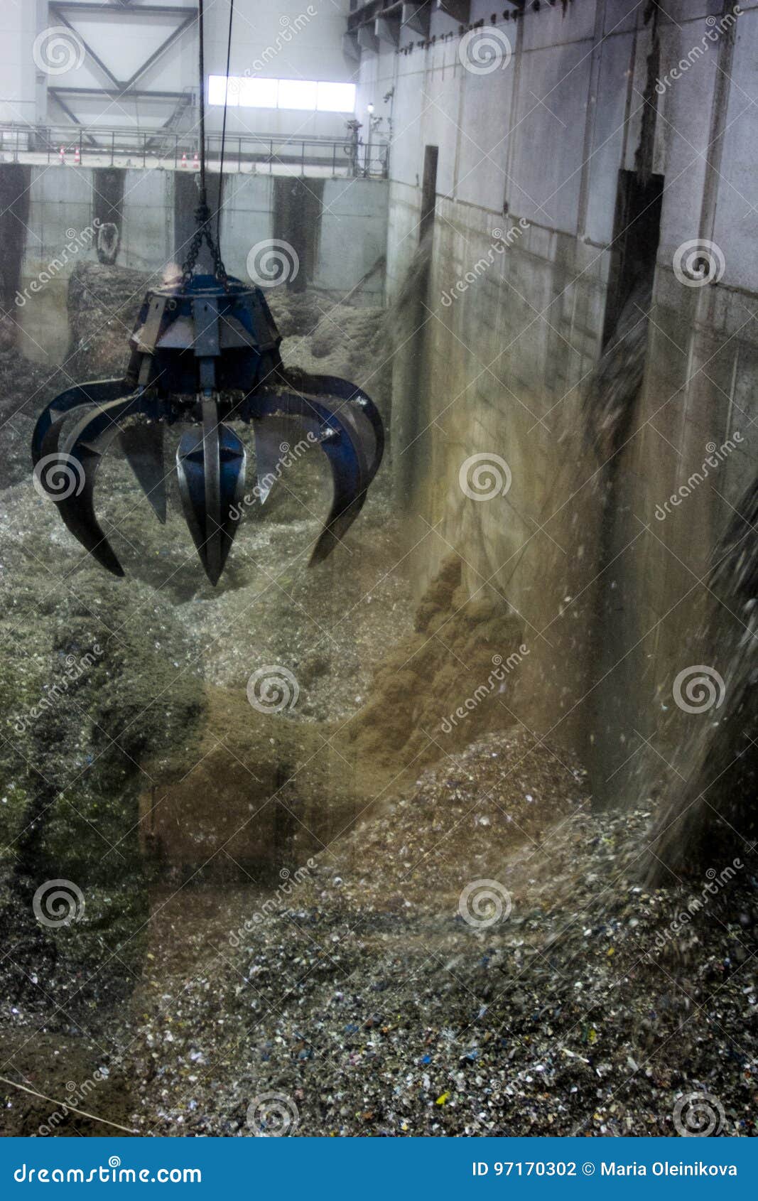 Crane Manipulator in the Garbage Factory Stock Photo - Image of ...