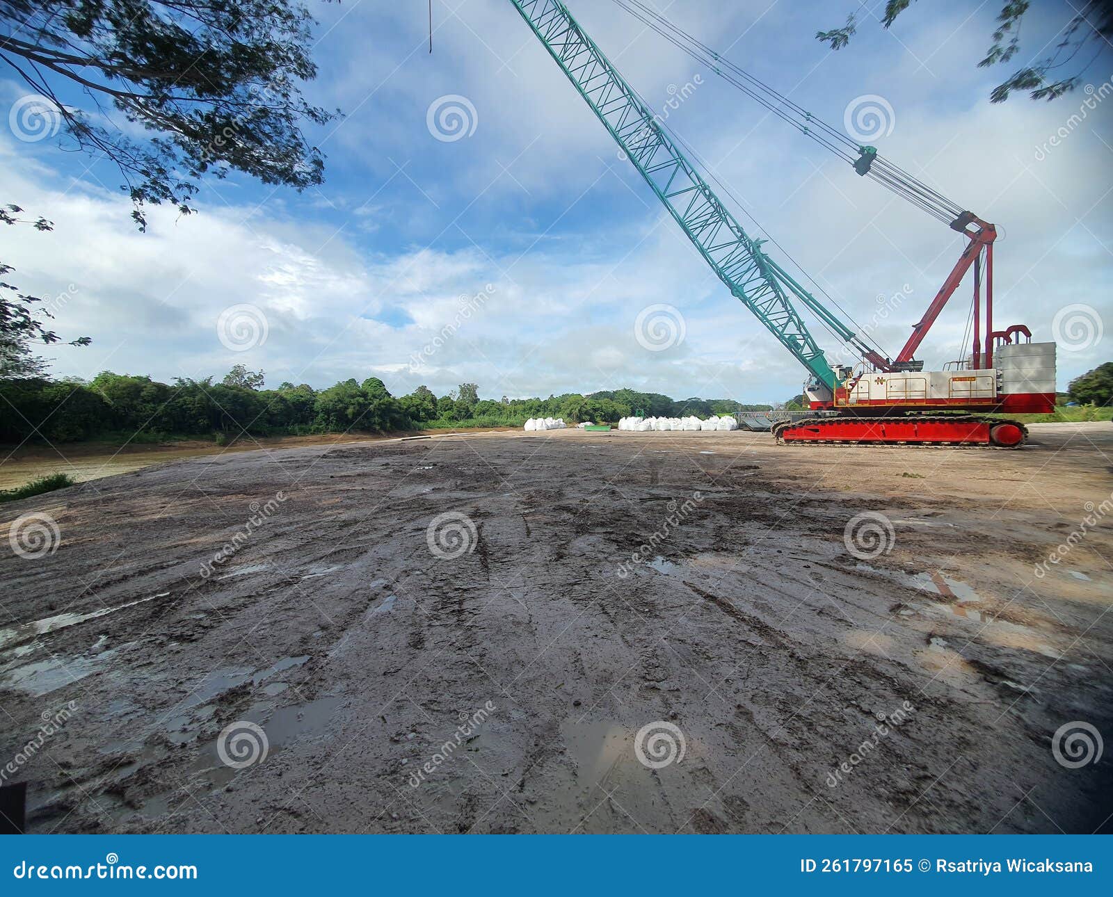 Crane on mining fields stock image. Image of machine - 261797165