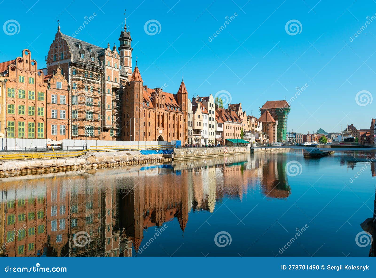 Crane on Motawa river stock photo. Image of famous, poland - 278701490