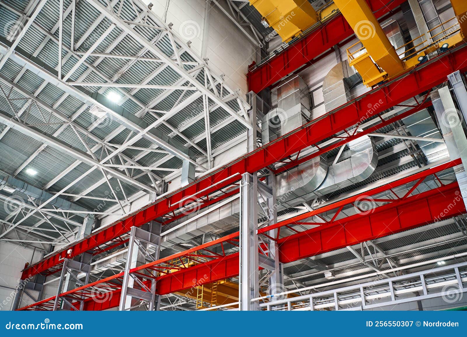 Crane Moves Beams Framework and Ventilation System at Plant Stock Image ...