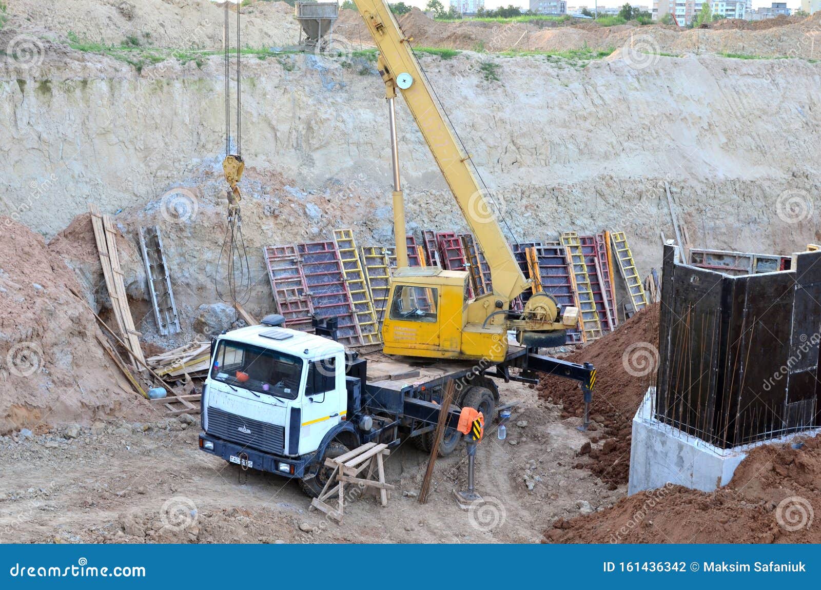 Crane Operation in the Pit, Laying or Replacement of Underground Storm ...