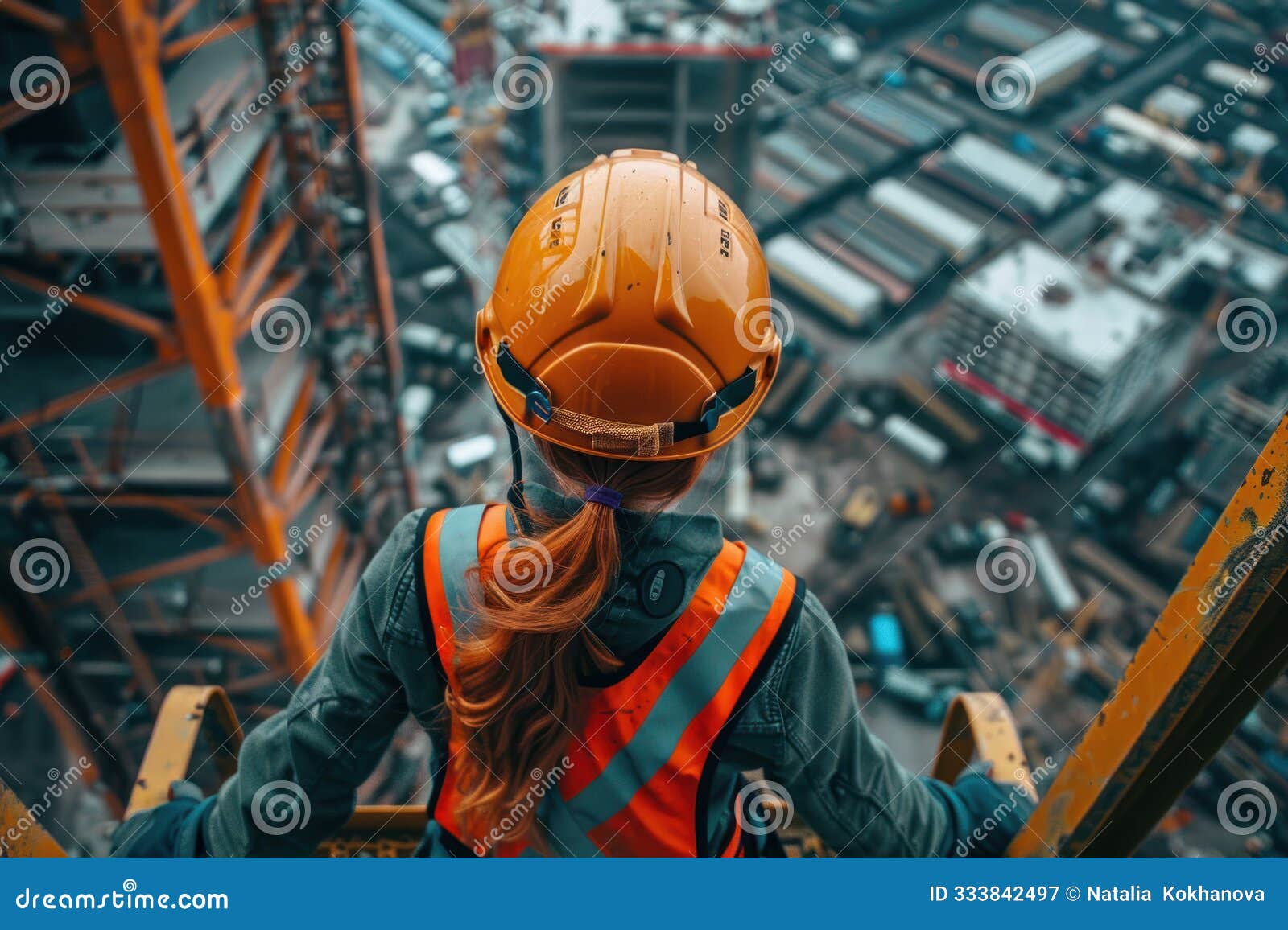 Crane Operator in the Cabin of a Tower Crane. Stock Illustration ...