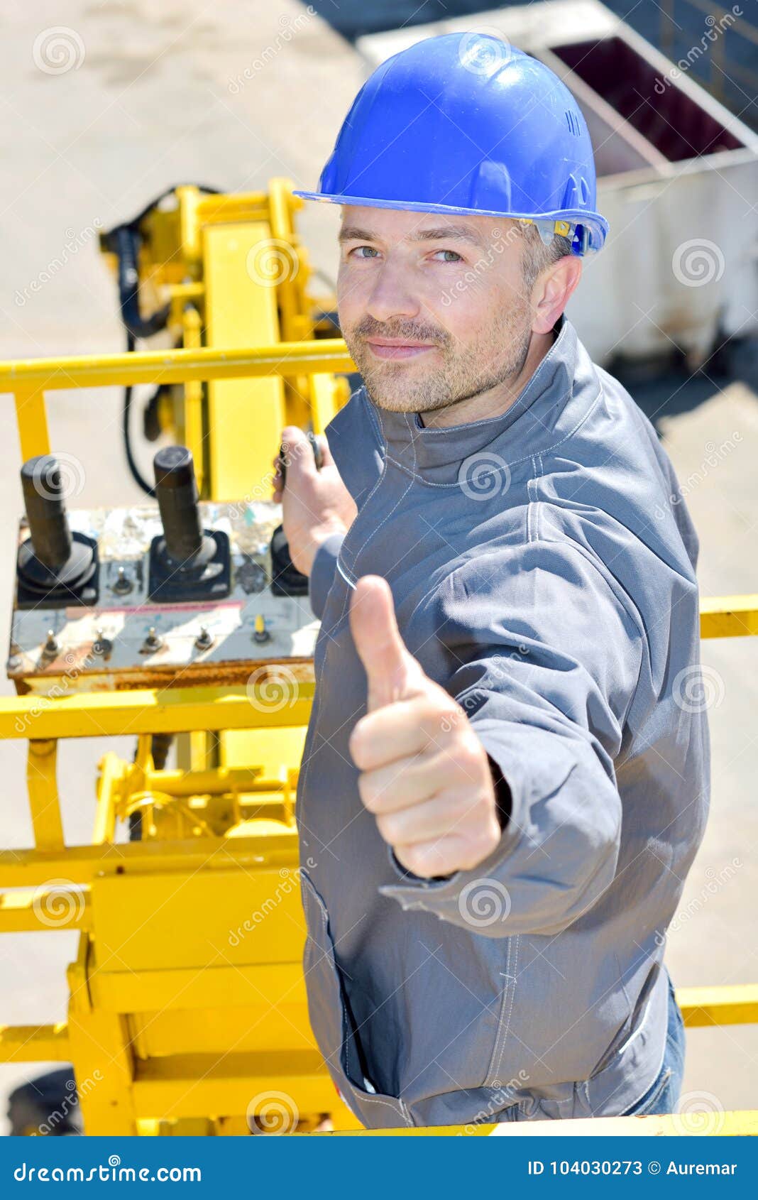Crane Operator at Construction Site Looking Happy Stock Image - Image ...