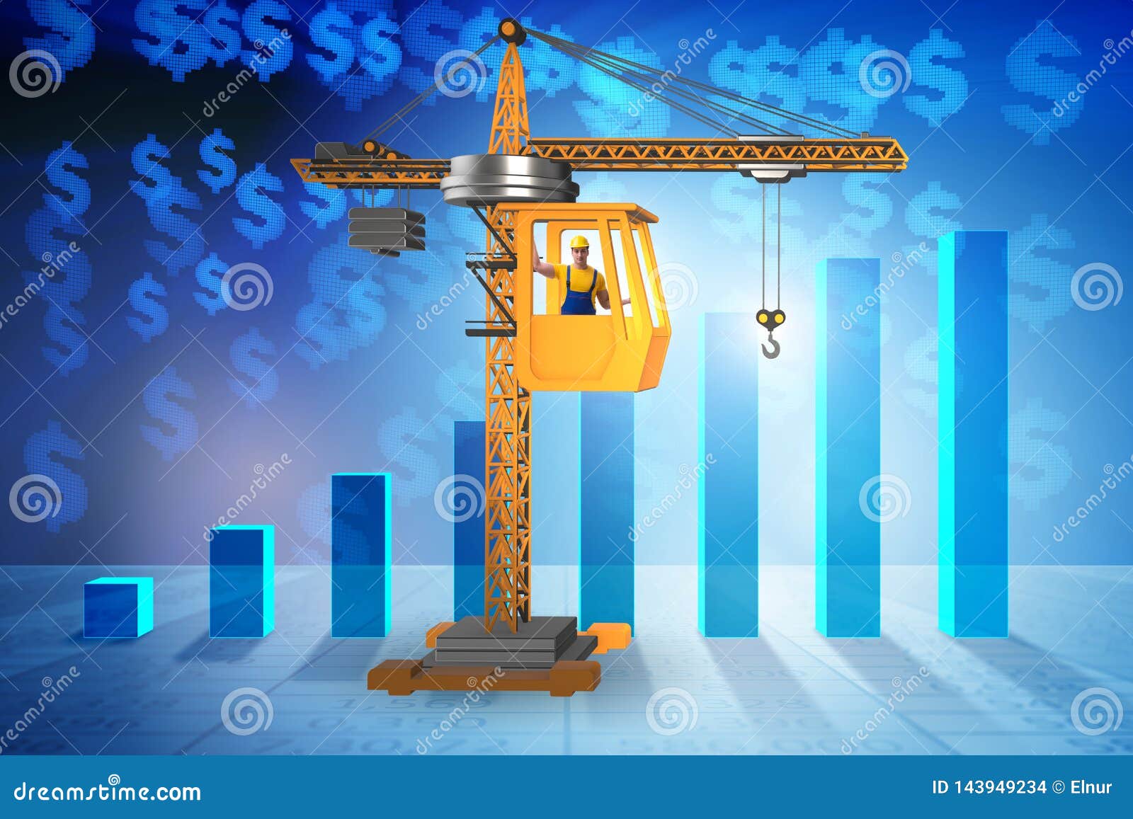 The Crane Operator in Economic Growth Concept Stock Photo - Image of ...