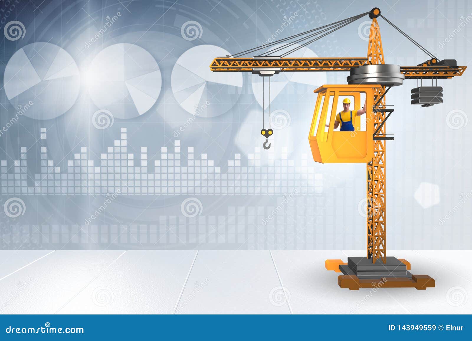 The Crane Operator in Economic Growth Concept Stock Illustration ...