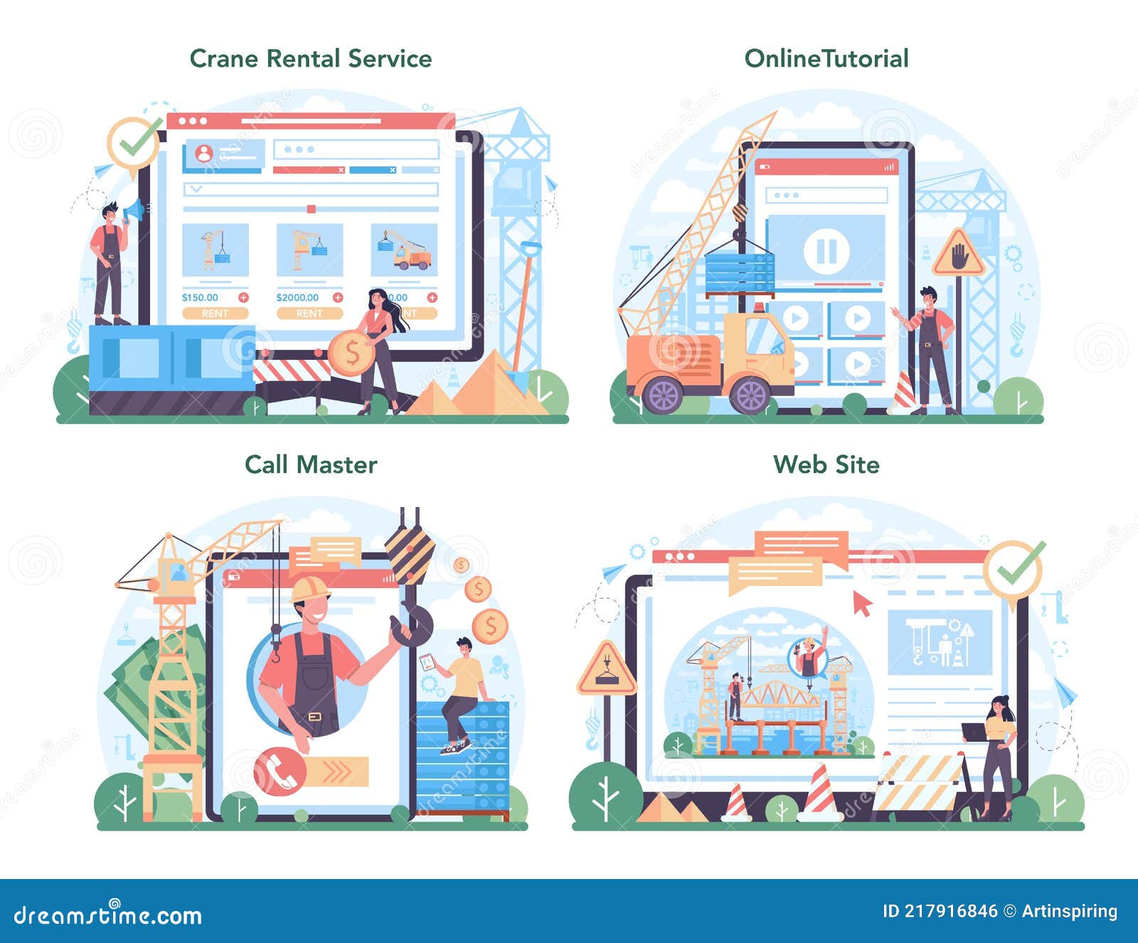 Crane Operator Online Service or Platform Set. Industrial Builder Stock ...