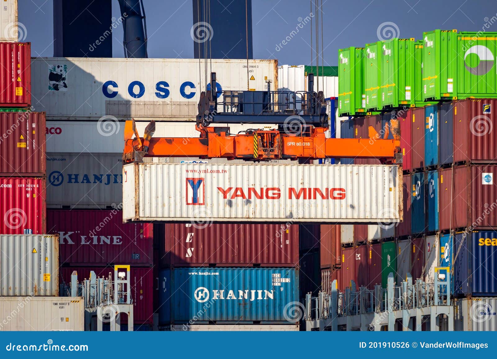 Crane Operator Unloading a Sea Container from a Cargo Ship the Port of ...