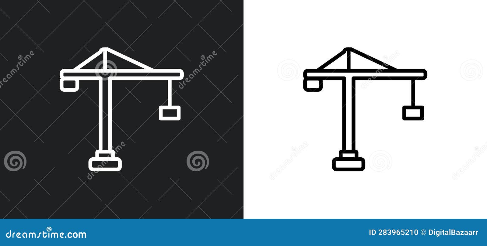 Crane Outline Icon in White and Black Colors. Crane Flat Vector Icon ...