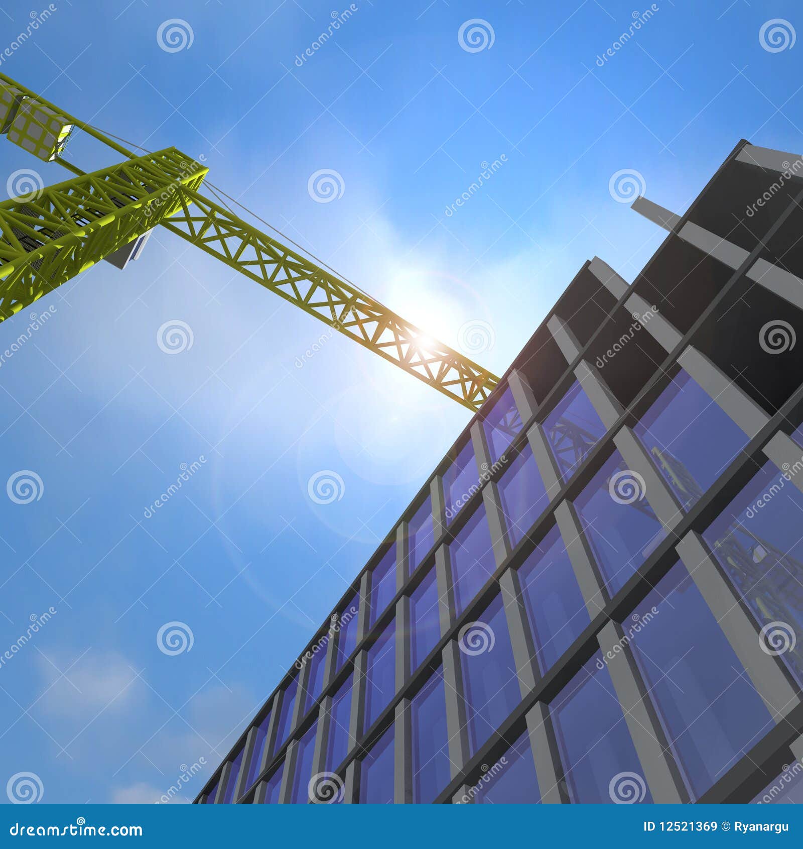 Crane Over Building stock illustration. Illustration of construct ...