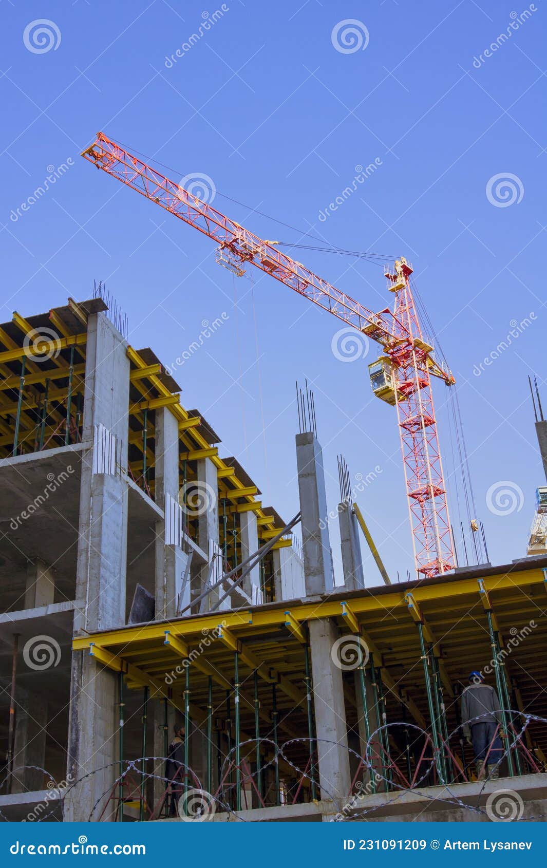 A Crane Over a Building Under Construction Stock Image - Image of site ...