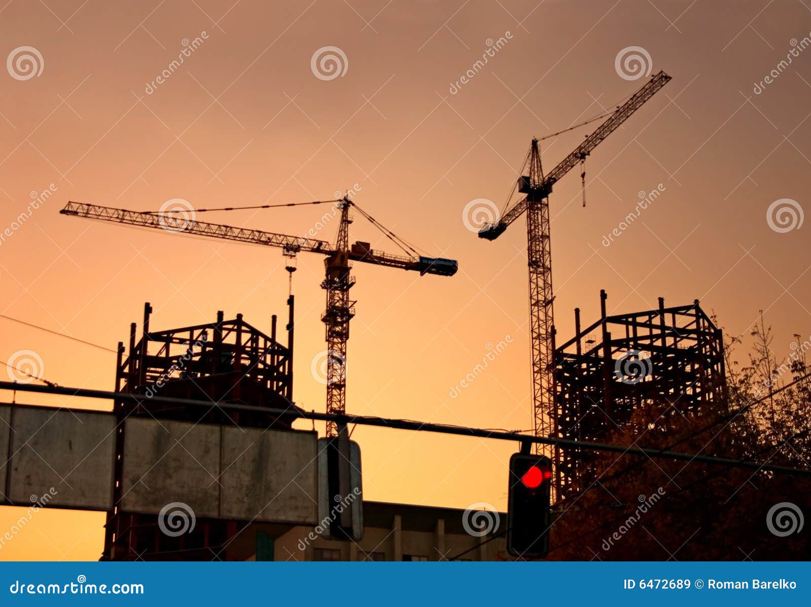 Crane over sunset stock image. Image of elements, architectures - 6472689
