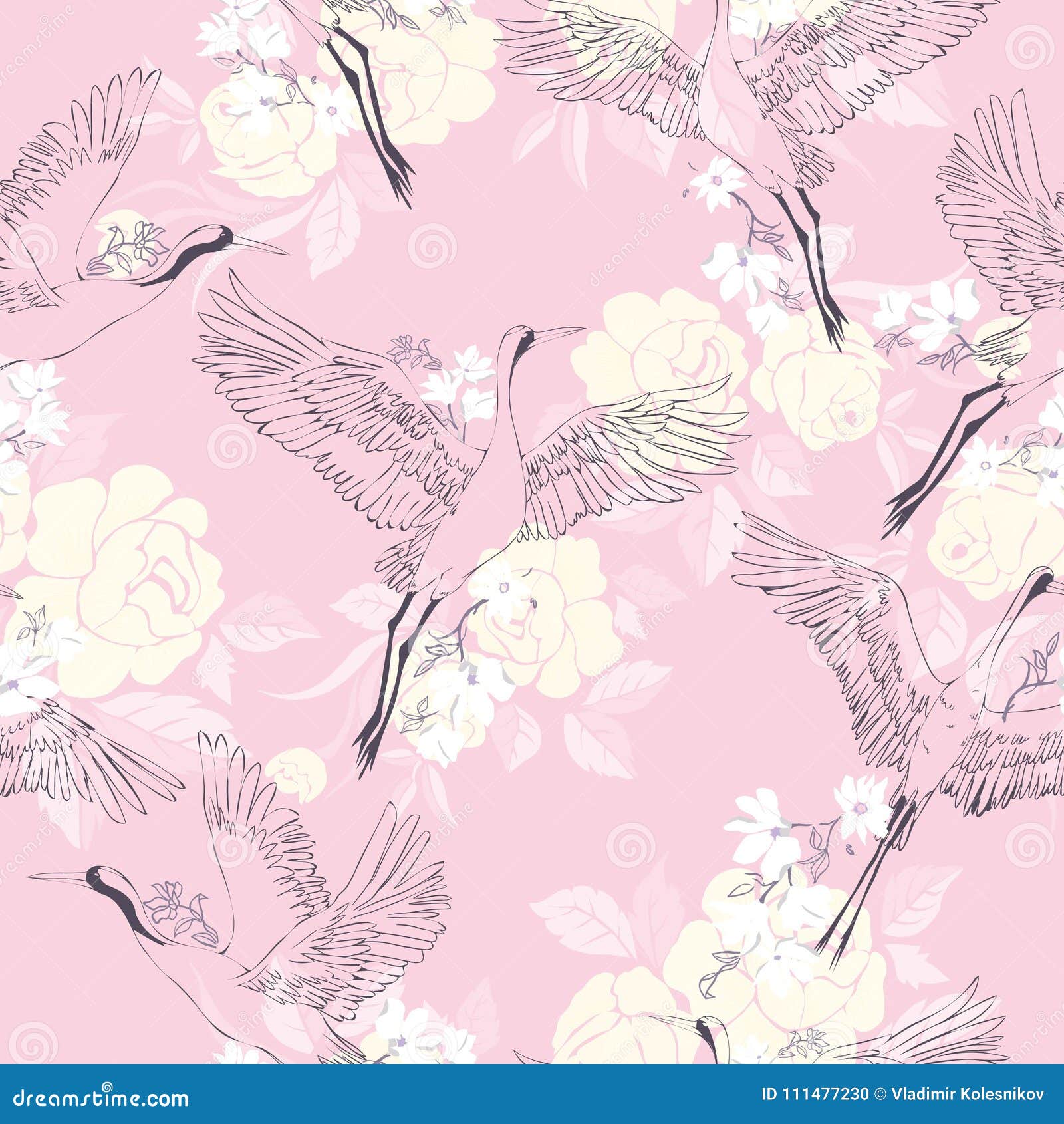 Crane, Pattern, Vector, Illustration Stock Vector - Illustration of ...