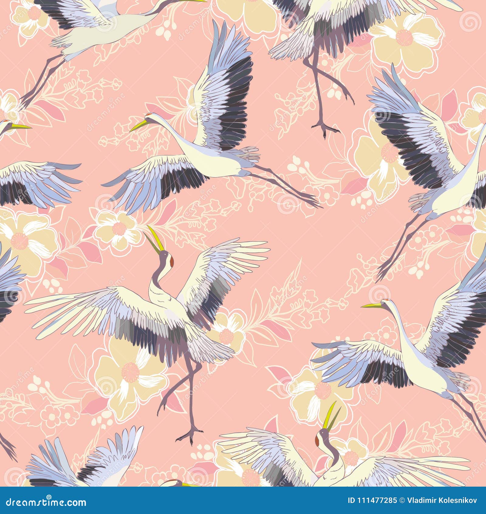 Crane, Pattern, Vector, Illustration Stock Vector - Illustration of ...