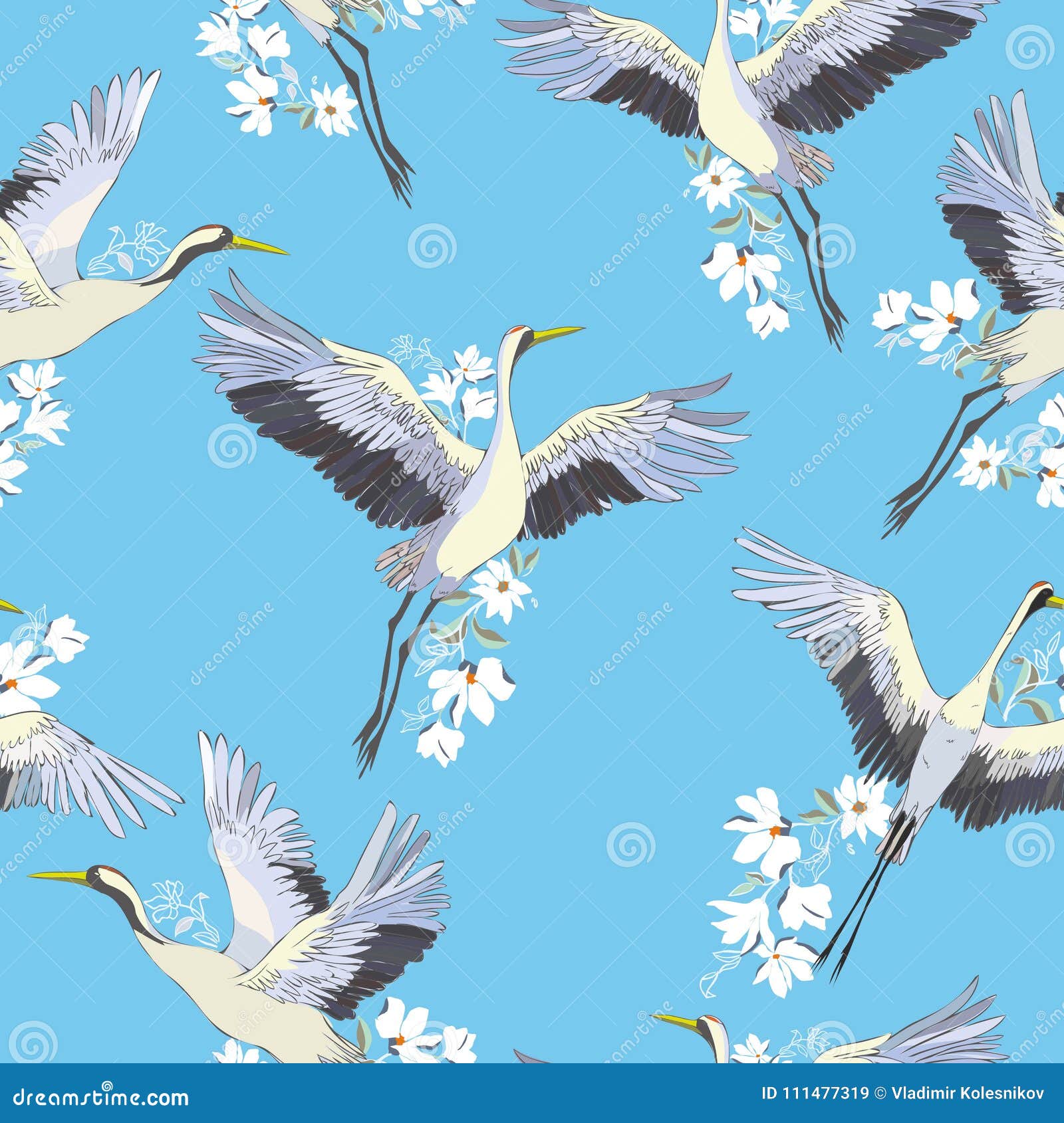 Crane, Pattern, Vector, Illustration Stock Vector - Illustration of ...