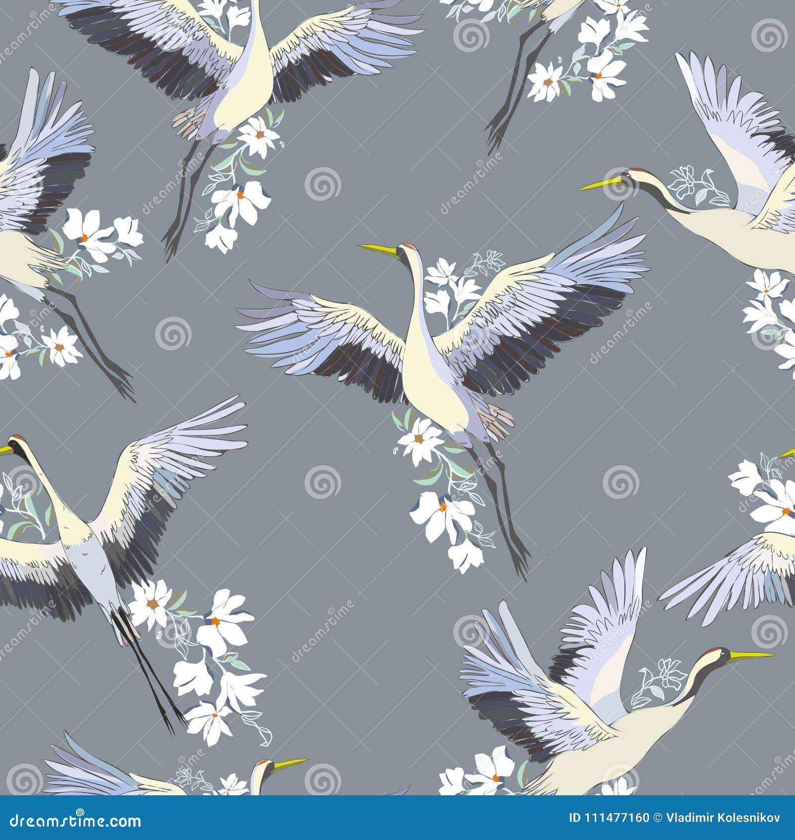 Crane, Pattern, Vector, Illustration Stock Vector - Illustration of ...