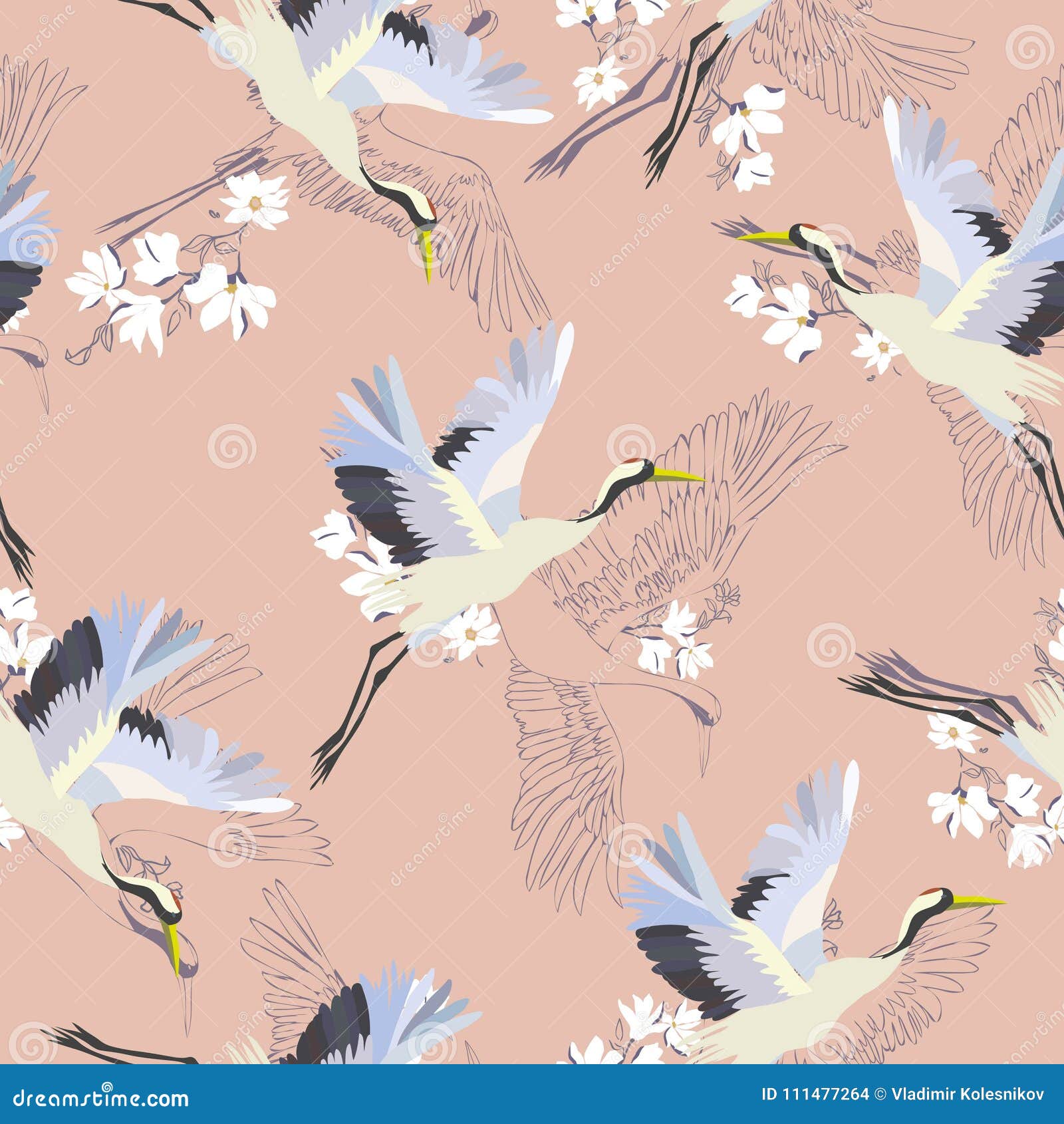 Crane, Pattern, Vector, Illustration Stock Vector - Illustration of ...