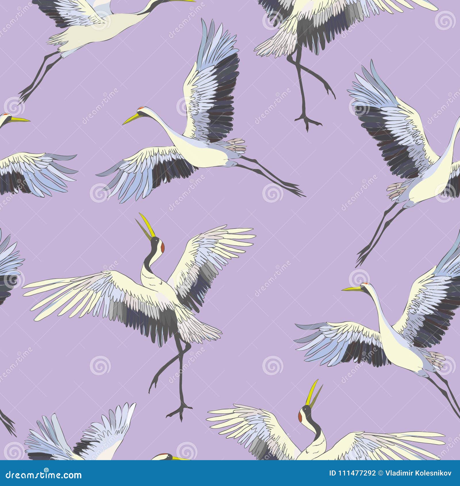 Crane, Pattern, Vector, Illustration Stock Vector - Illustration of ...