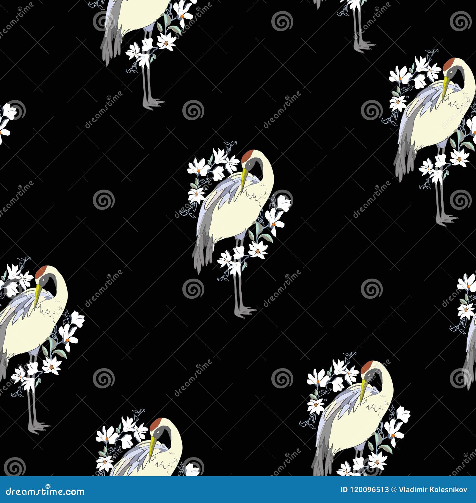 Crane, Pattern, Vector, Illustration Stock Vector - Illustration of ...