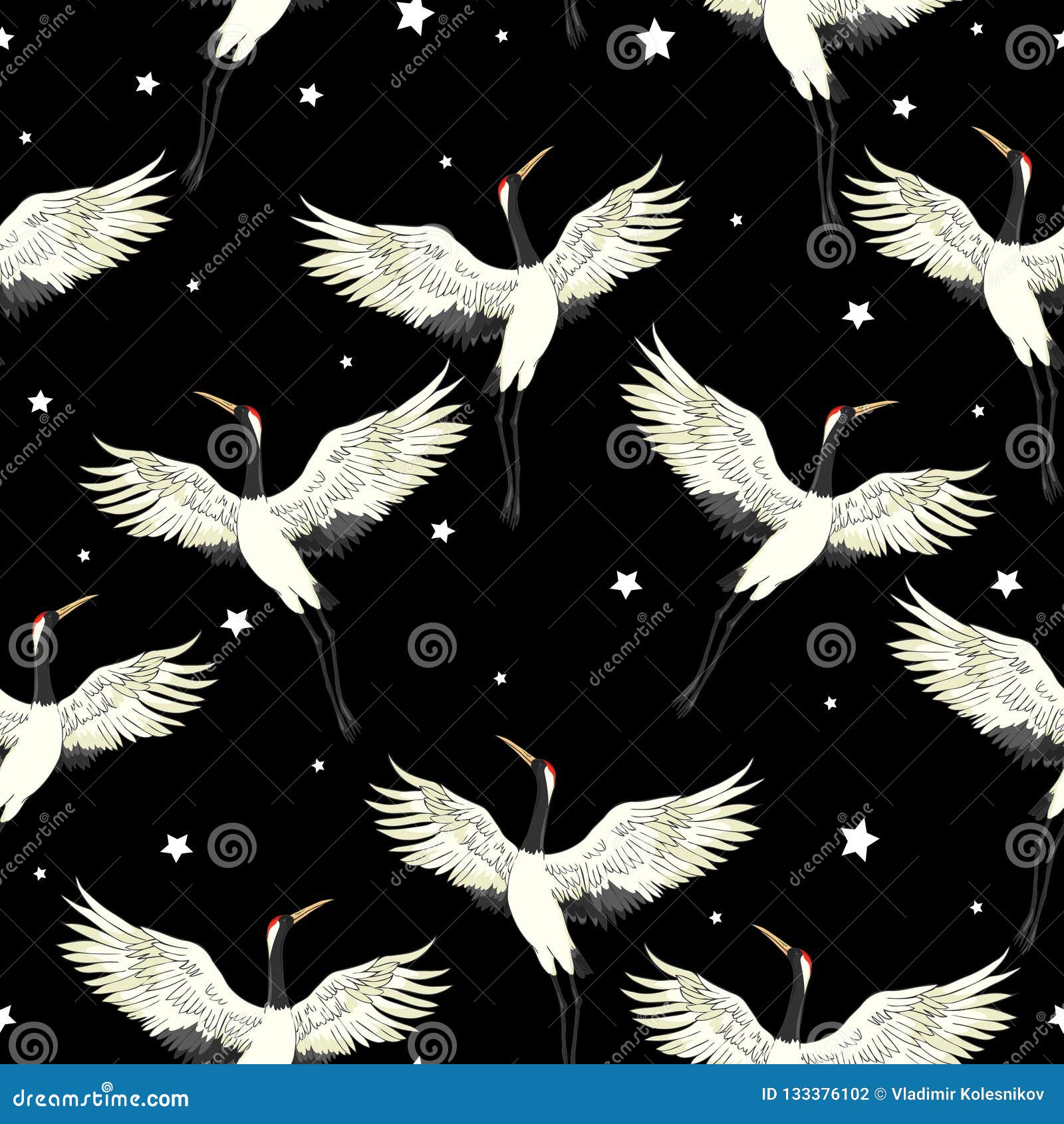 Crane, Pattern, Vector, Illustration Stock Vector - Illustration of ...