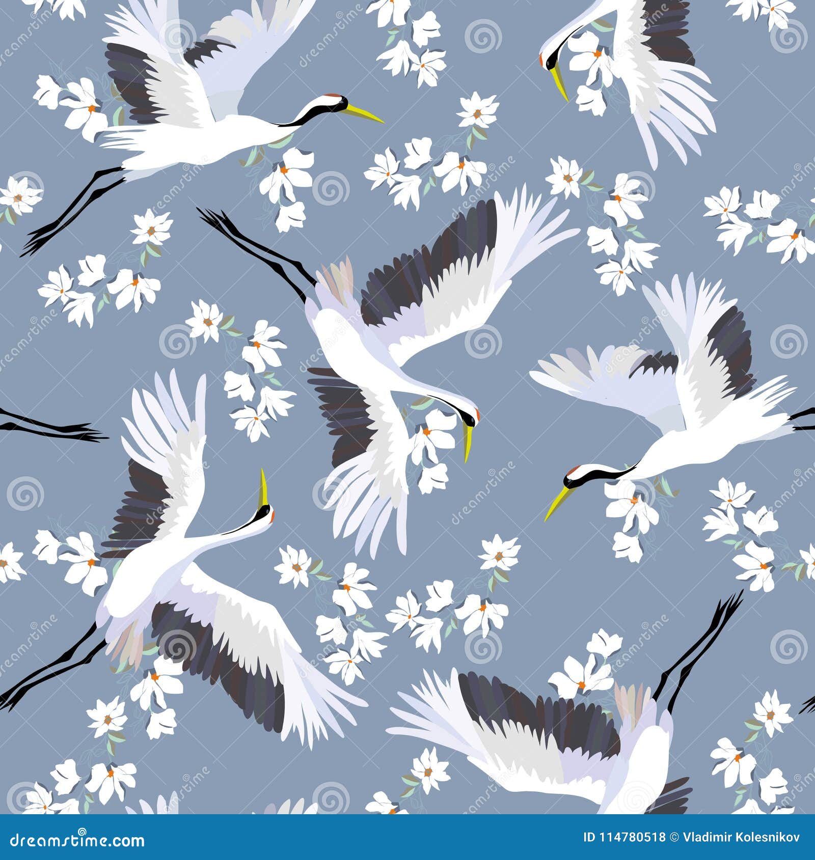 Crane, Pattern, Vector, Illustration Stock Vector - Illustration of ...