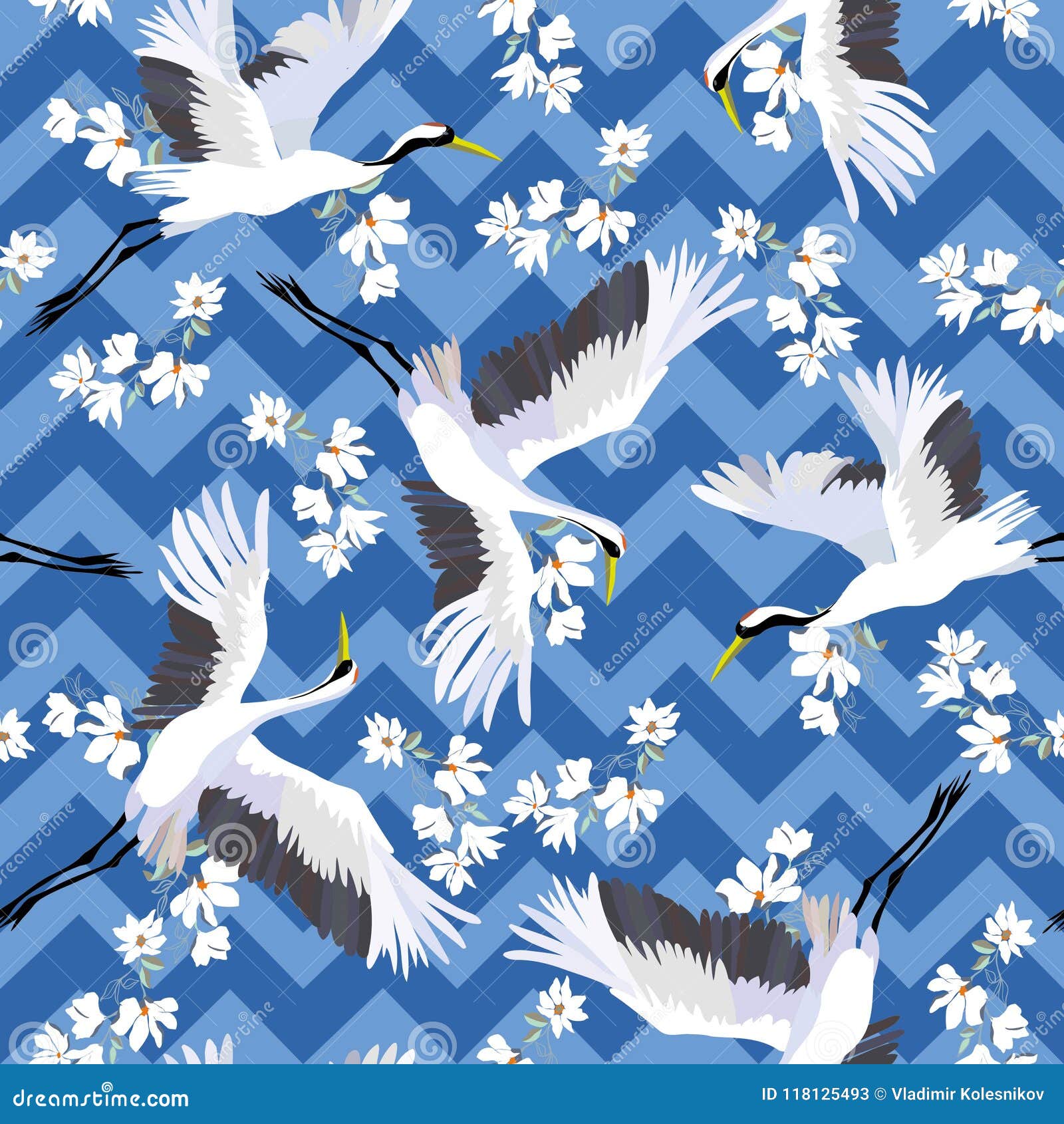 Crane, Pattern, Vector, Illustration Stock Vector - Illustration of ...