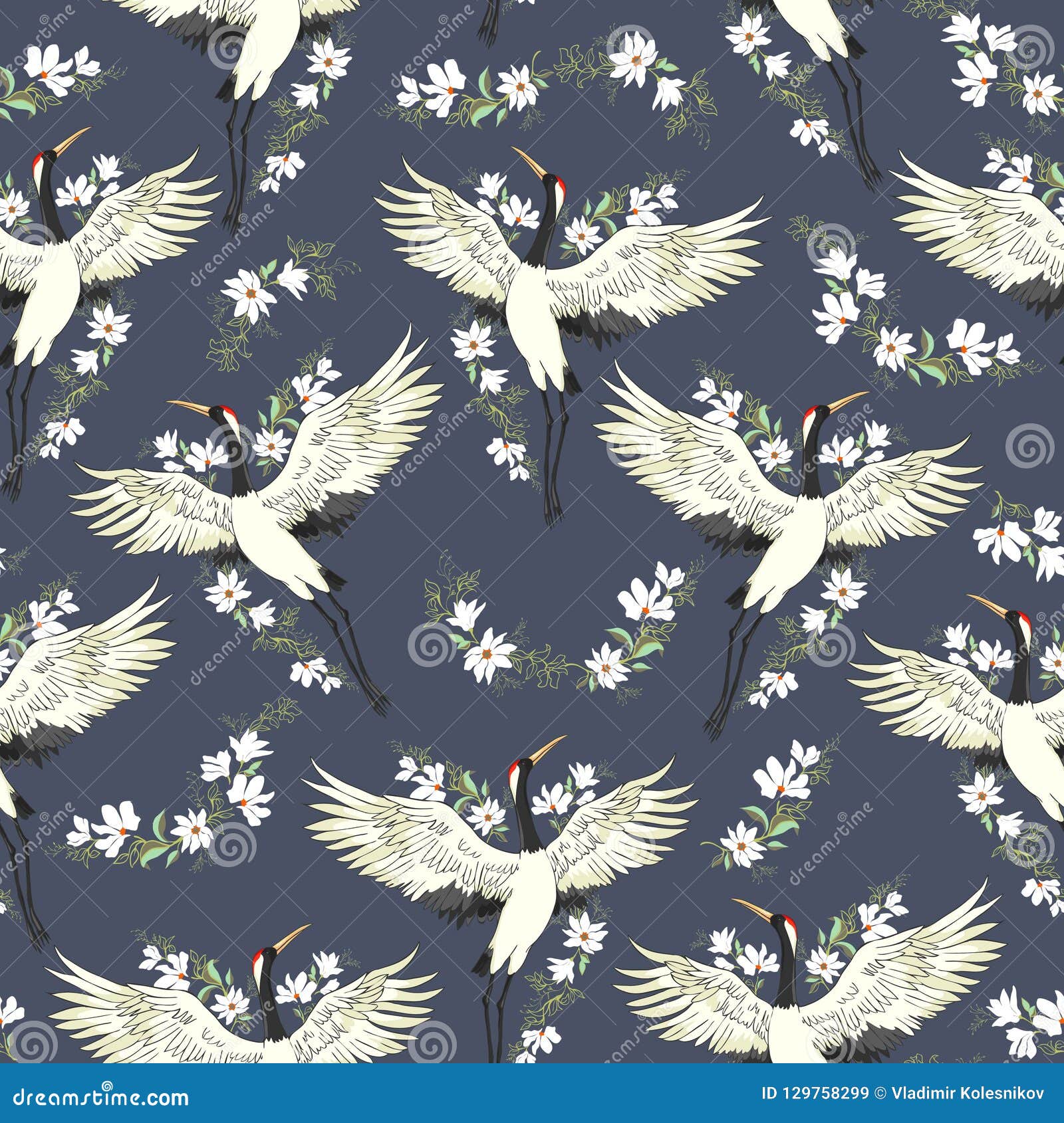 Crane, Pattern, Vector, Illustration Stock Vector - Illustration of ...